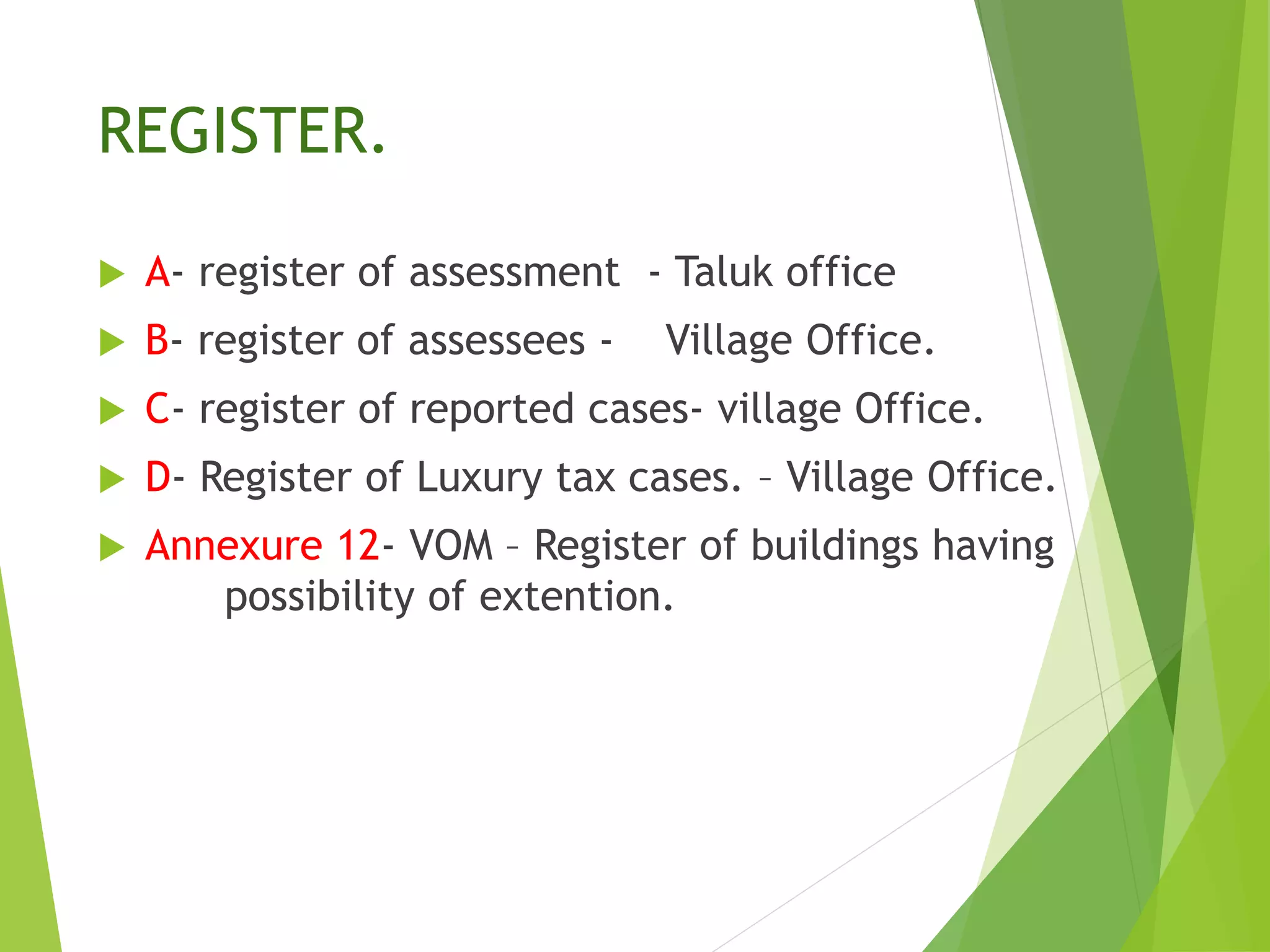 Kerala Building tax act - One time tax and Luxury to be paid in village ...
