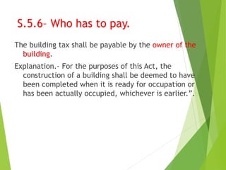 Kerala Building tax act - One time tax and Luxury to be paid in village ...