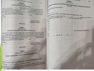 Kerala Building tax act - One time tax and Luxury to be paid in village ...