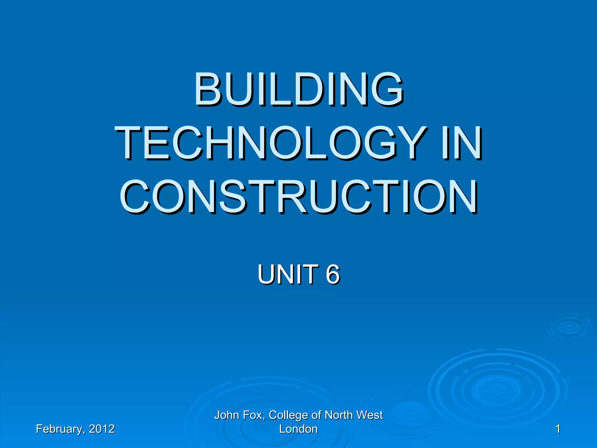 Building technology in construction intro | PPT