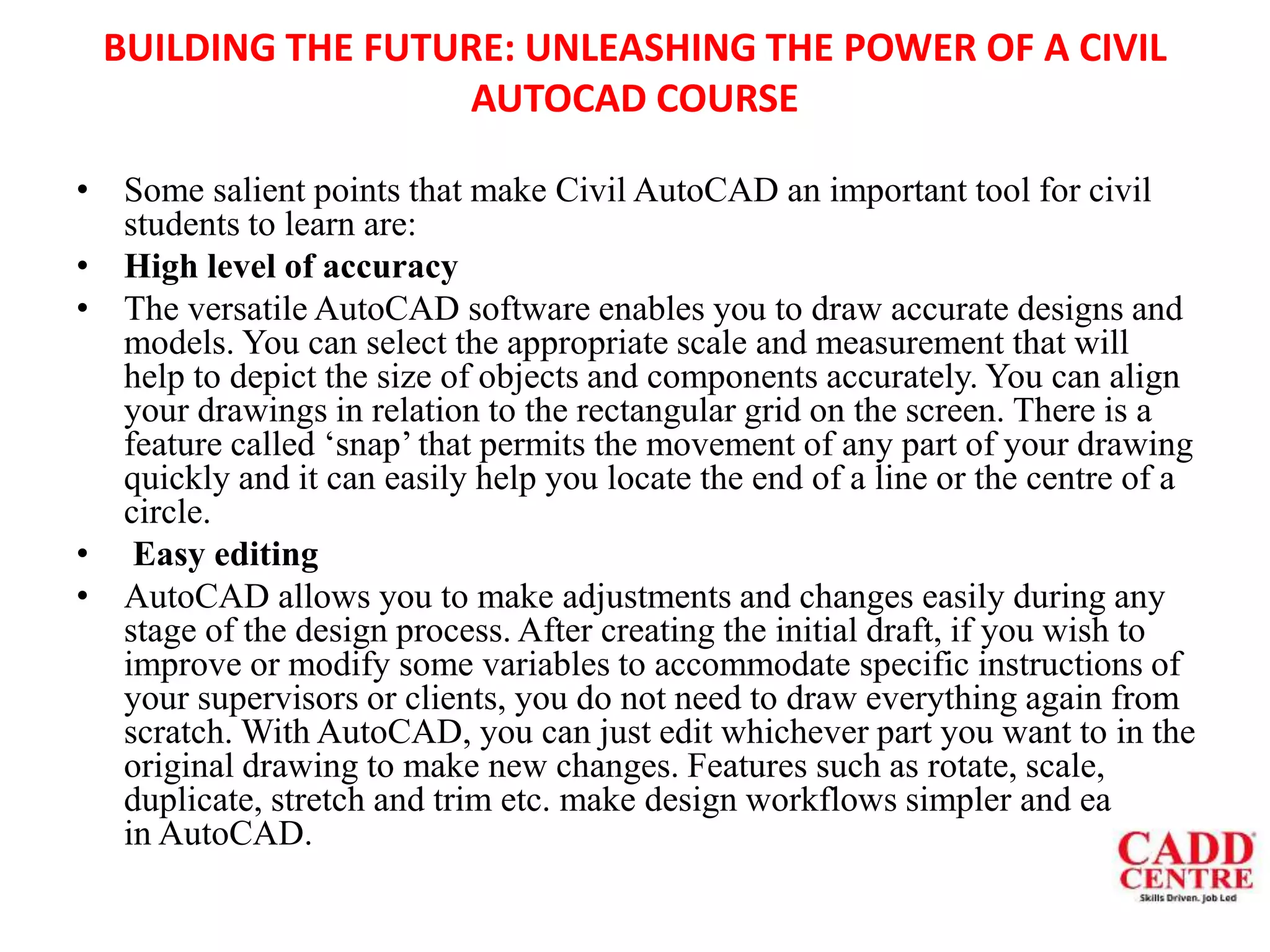 Building the Future: Unleashing the Power of a Civil AutoCAD Course | PPT