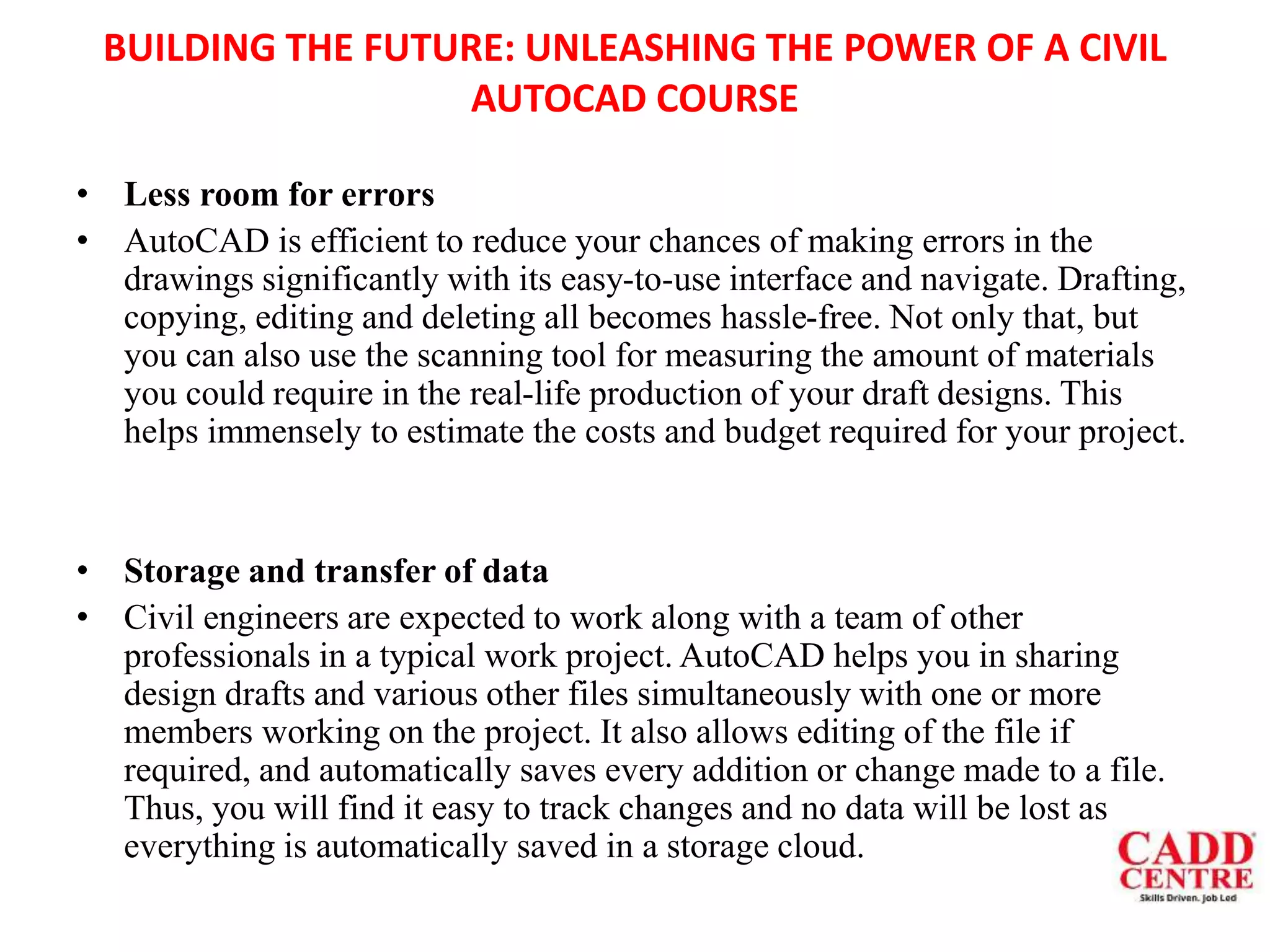 Building the Future: Unleashing the Power of a Civil AutoCAD Course | PPT