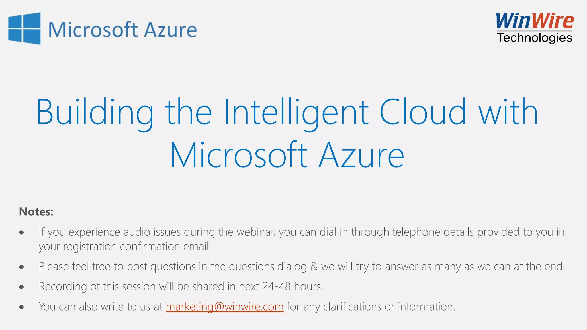 Building Intelligent Cloud with Microsoft Azure | PPT