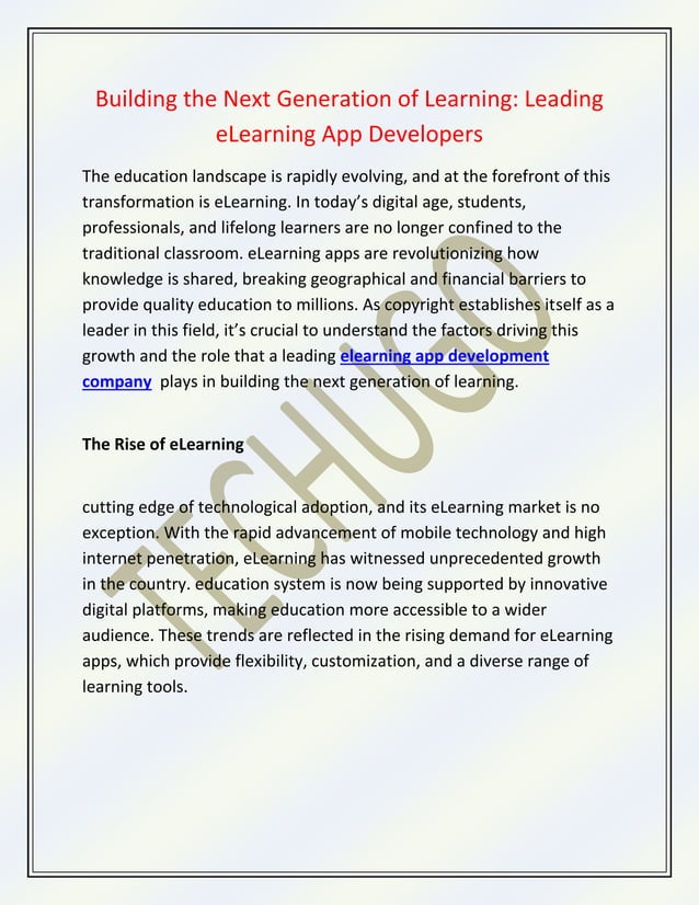 Building the Next Generation of Learning Leading eLearning App ...