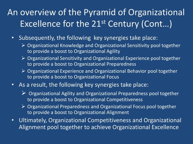 Building the Pyramid of Organizational Excellence for the 21st Century ...