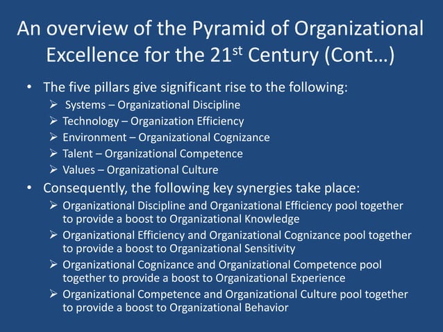 Building the Pyramid of Organizational Excellence for the 21st Century ...