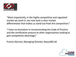 Building trust for cloud customers - the value of cif certification | PPTX