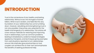 Building Trust in Relationships: Techniques from Couple Therapy | PDF