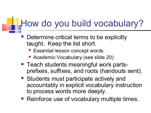 Building vocabulary