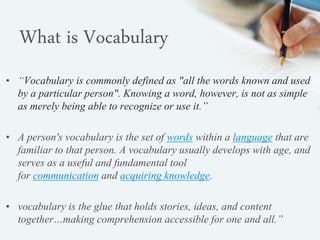 Building vocabulary | PPTX | Education