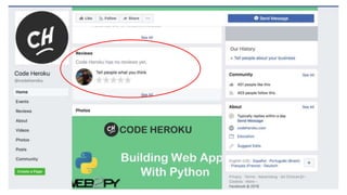 Building Web Apps with Python - Code Heroku | PPTX | Web Development | Internet