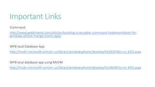 Building Windows Phone Database App Using MVVM Pattern | PPTX | Databases | Computer Software ...