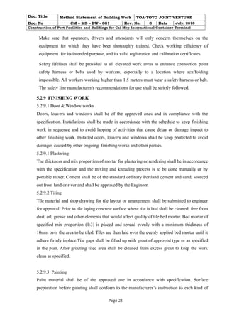 Building work method statement cm - ms- bw - 001 | DOC