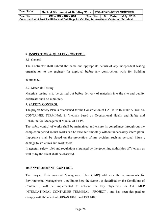 Building work method statement cm - ms- bw - 001 | DOC
