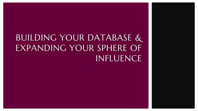Building Your Database and Expanding Your Sphere of Influence | PDF ...