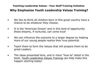 Building your own_youth_leadership_values_training_program | PPT