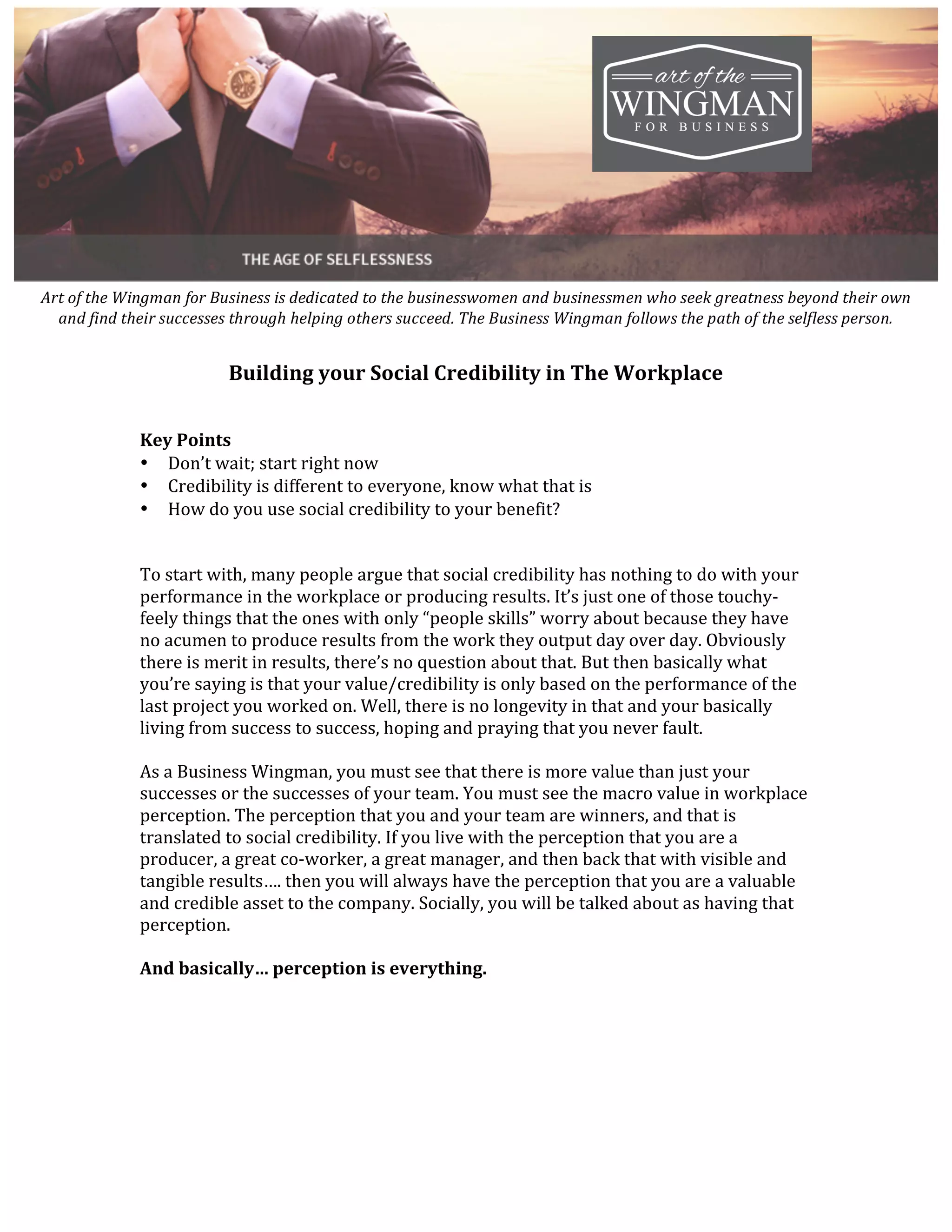 Building your Social Credibility in the workplace | PDF | Resume ...