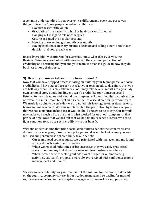 Building your Social Credibility in the workplace | PDF