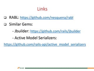 Build JSON and XML using RABL gem | PPT