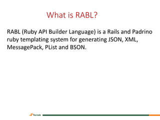 Build JSON and XML using RABL gem | PPT
