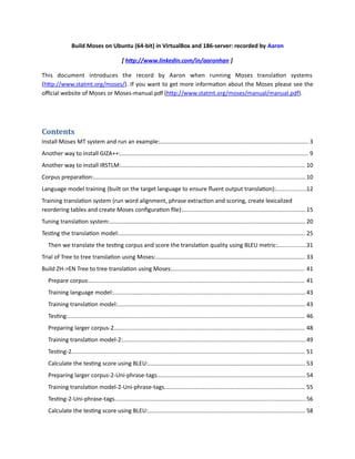 Build moses on ubuntu (64 bit) system in virtubox recorded by aaron ...