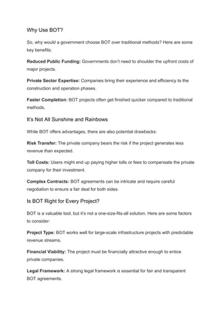 Build, Operate, Transfer (BOT)_ A Guide to Public-Private Partnerships | PDF