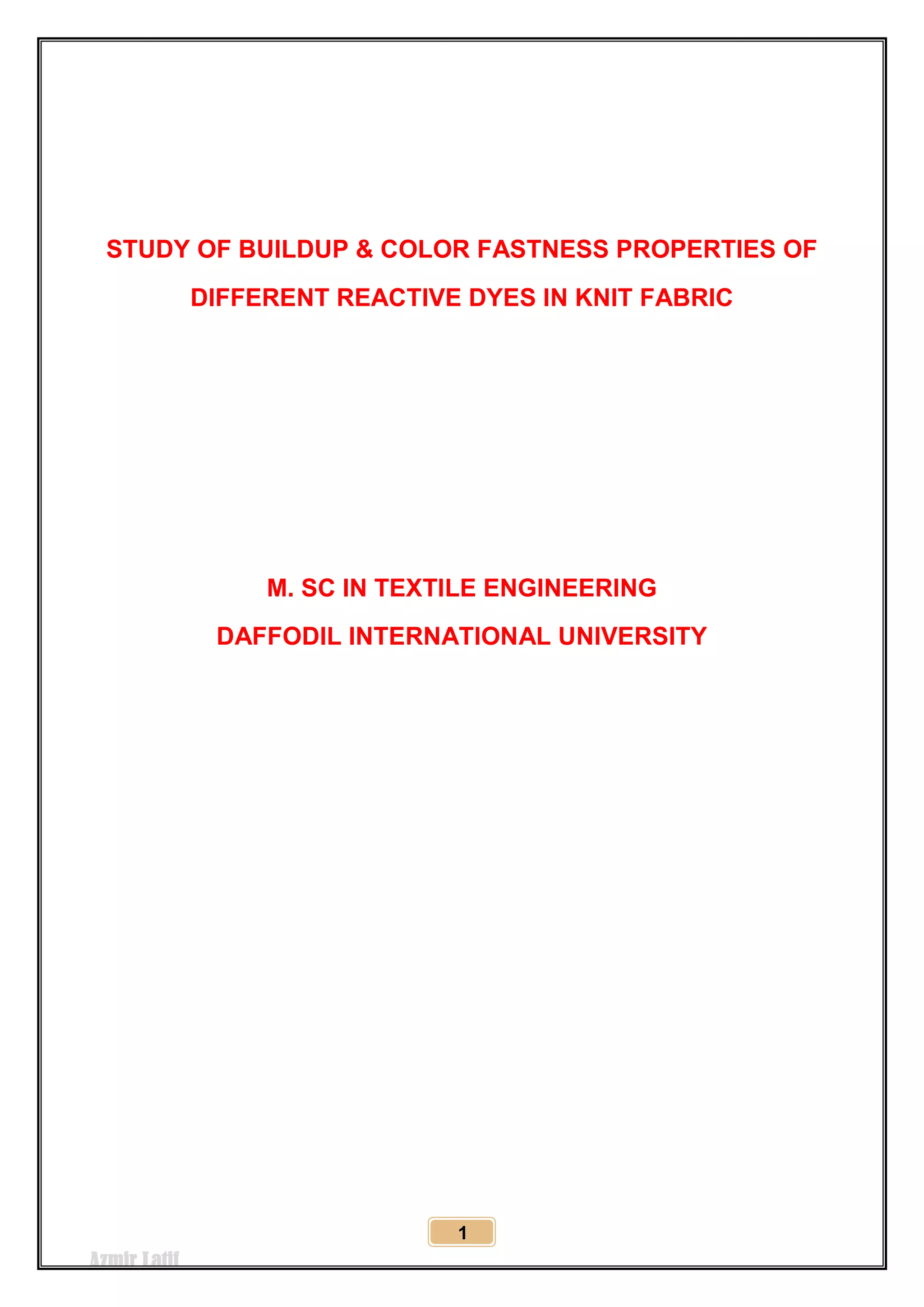 Color fastness properties of different reactive dyes | PDF