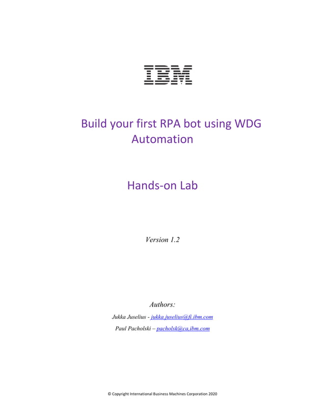 Build your first rpa bot using IBM RPA automation | PDF