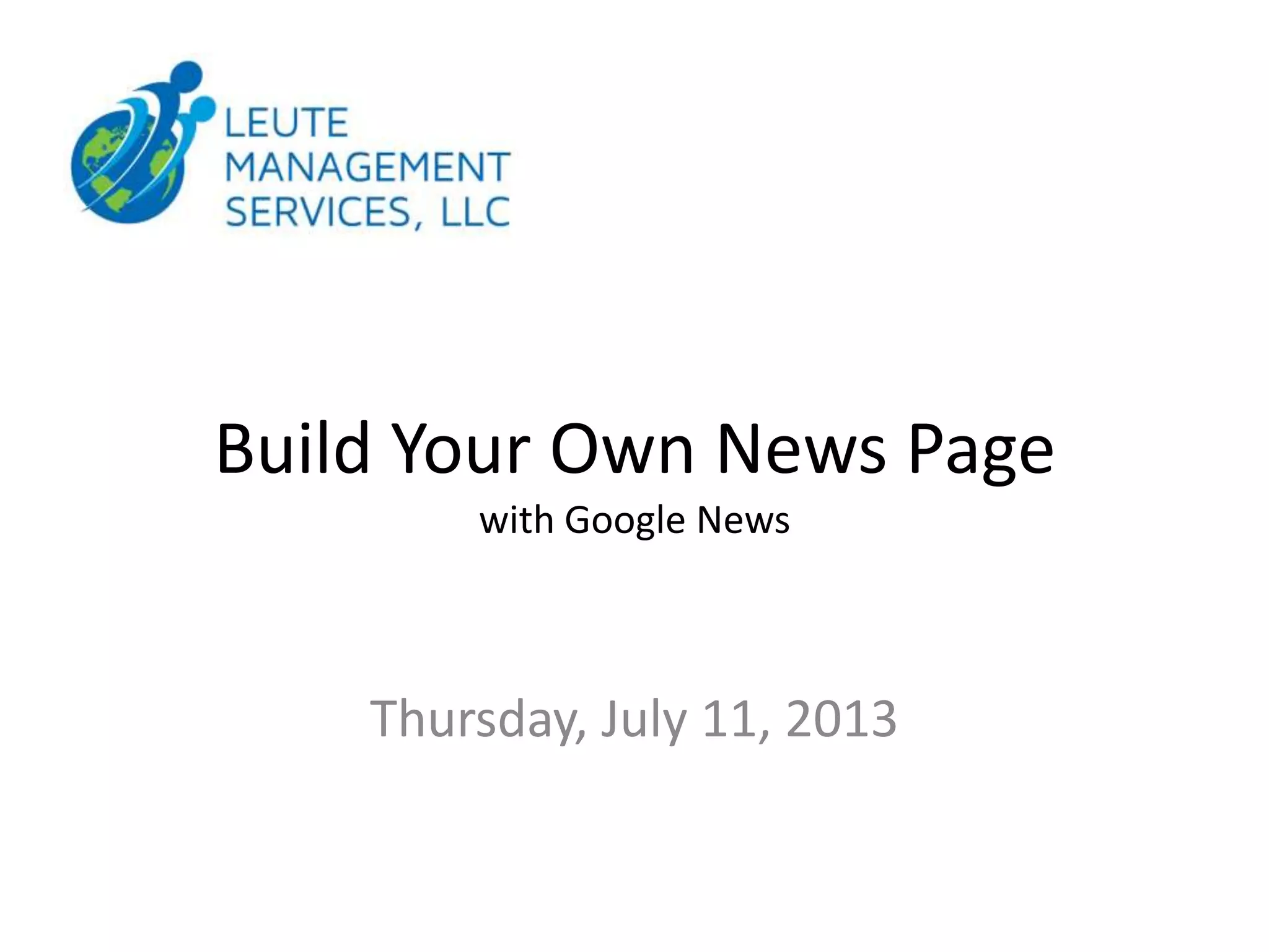 Build your own news page with Google | PPT
