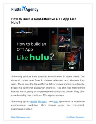 Build Your Own OTT App Like Hulu | Video Streaming Apps | PDF