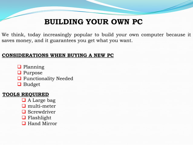 Build your own pc & trubleshooting by Sayyed Misbah | PPT