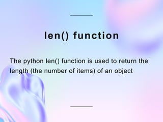 Built-In-function python basics pre defined function | PPTX