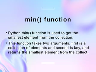 Built-In-function python basics pre defined function | PPTX