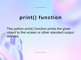 Built-In-function python basics pre defined function | PPTX