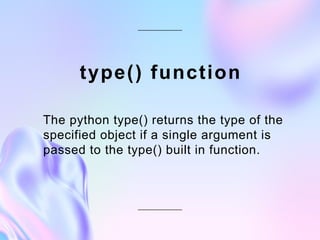 Built-In-function python basics pre defined function | PPTX