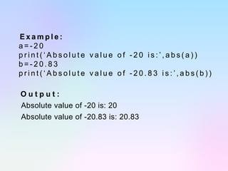 Built-In-function python basics pre defined function | PPTX
