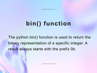 Built-In-function python basics pre defined function | PPTX