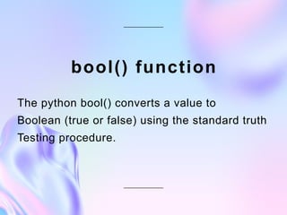 Built-In-function python basics pre defined function | PPTX