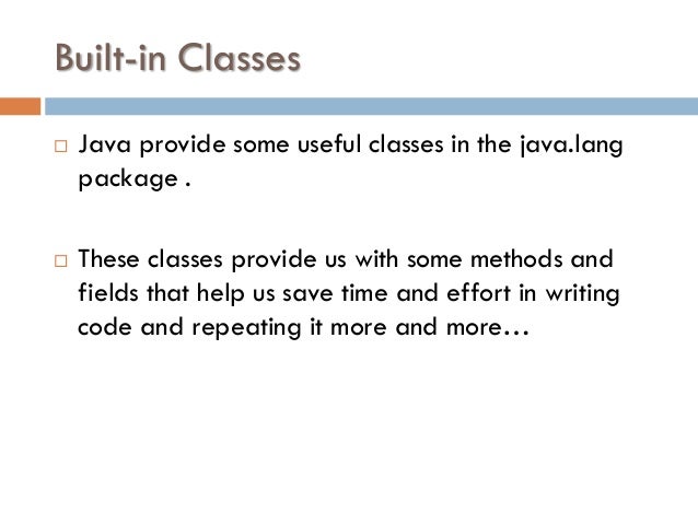 Built In Classes In Java