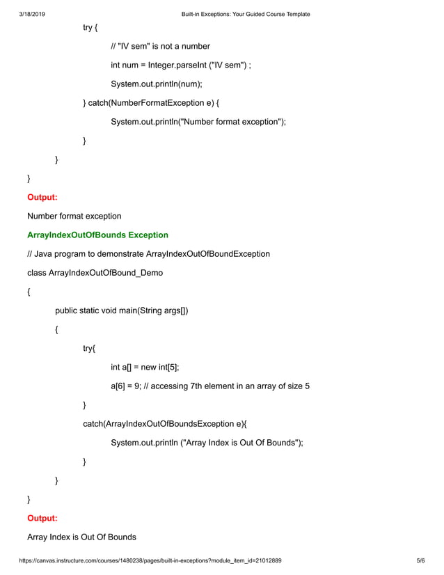 Built in exceptions | PDF