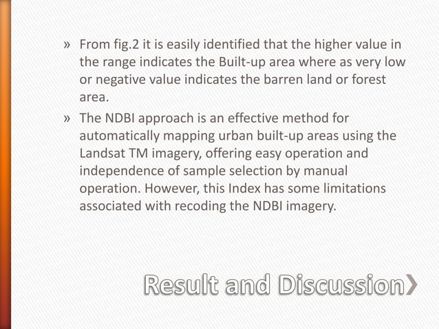 Built up area demarcation using NDBI | PPTX | Geography | Science