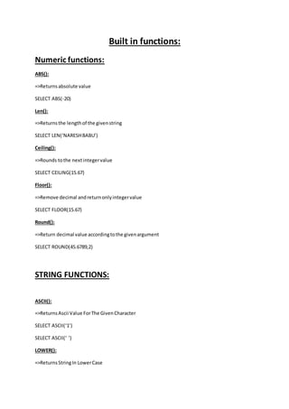 Built in functions | PDF