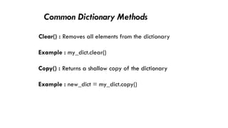 Built in methods in dictionary by nawfal.pptx