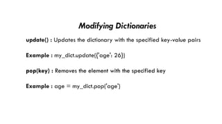 Built in methods in dictionary by nawfal.pptx