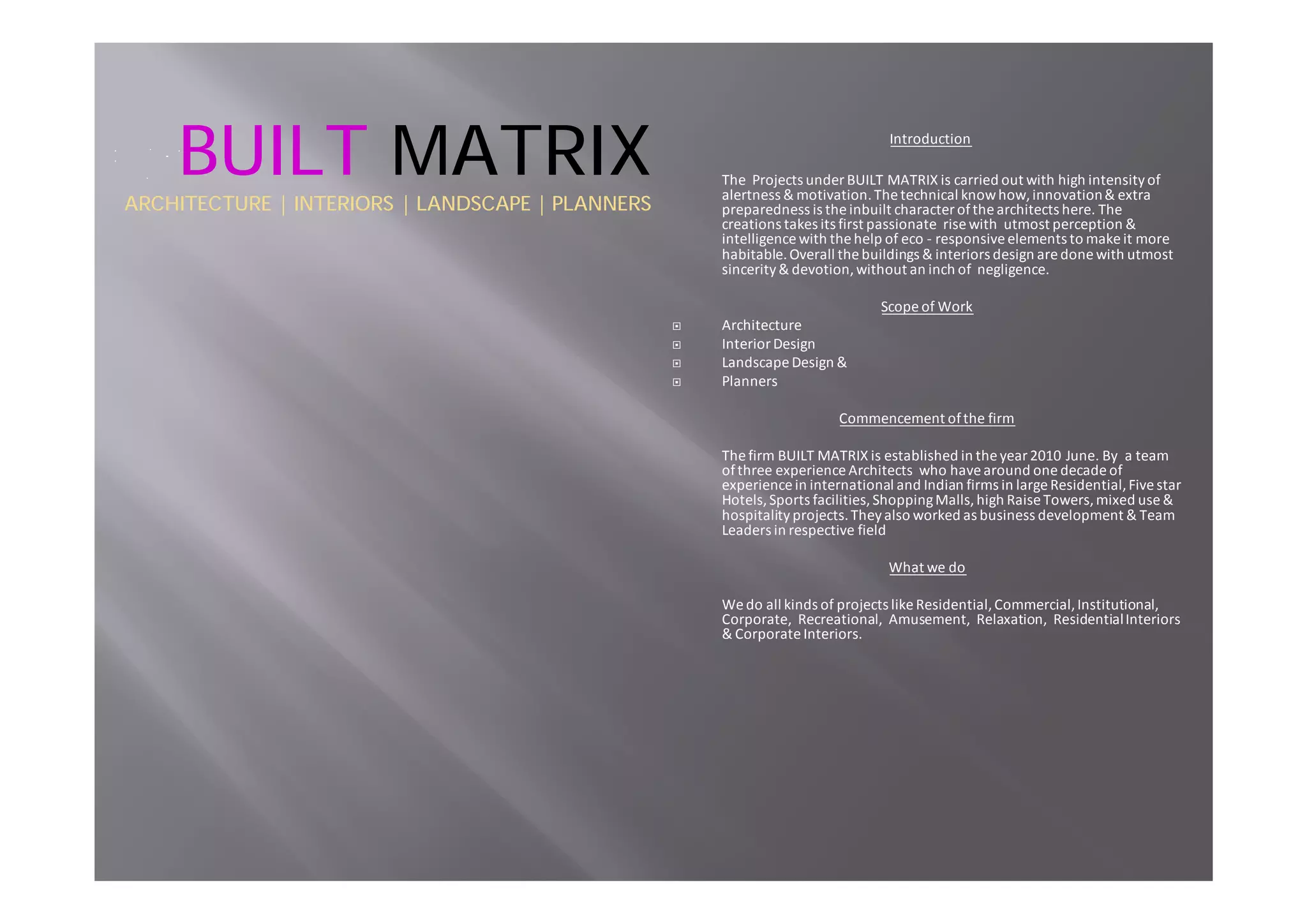 Built Matrix Architects | PDF