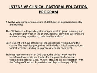 Clinical Pastoral Education at Bukal Life Care | PDF
