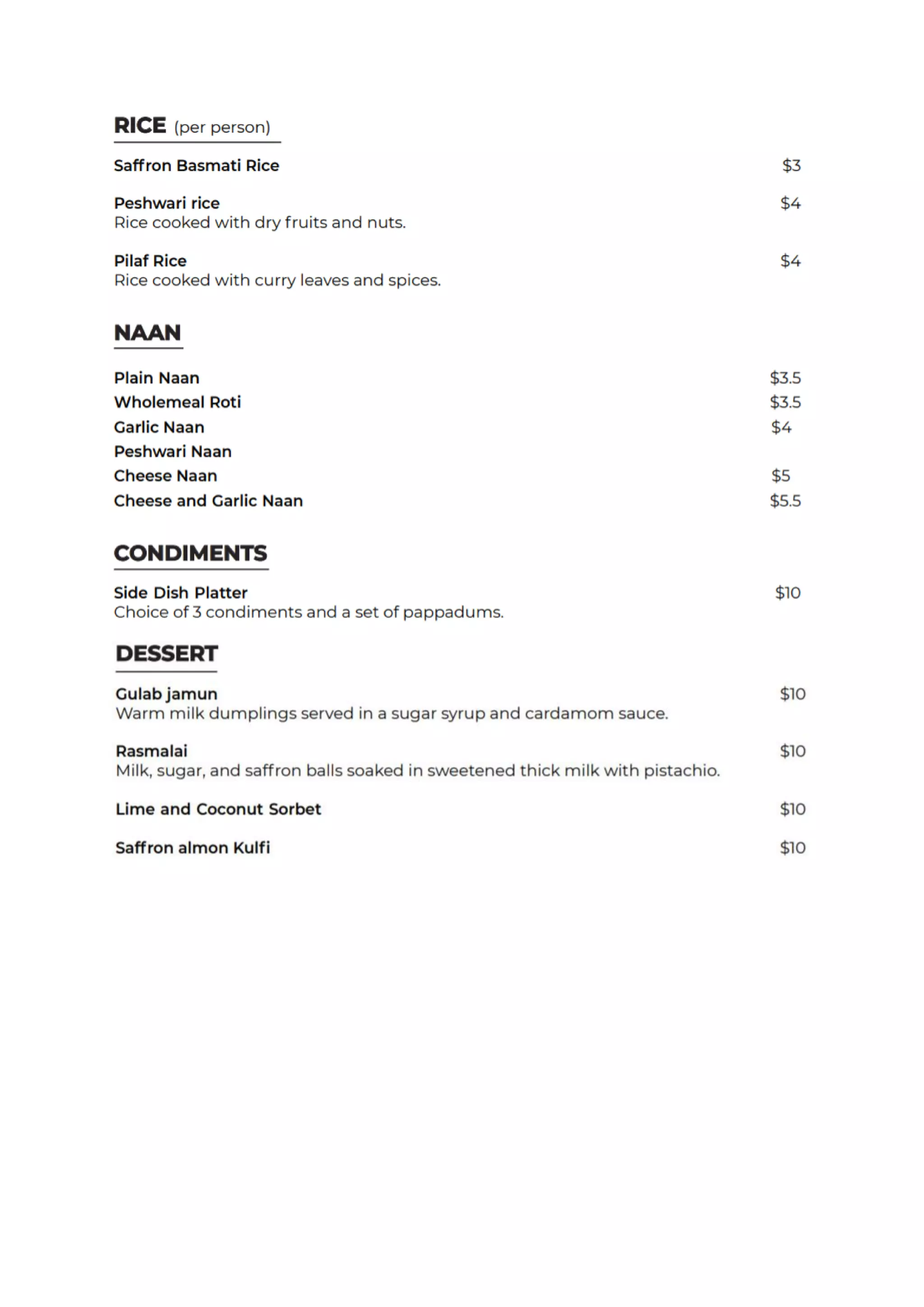 Menu for Bukhara | PDF