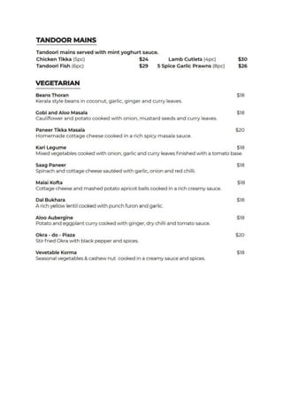 Menu for Bukhara | PDF