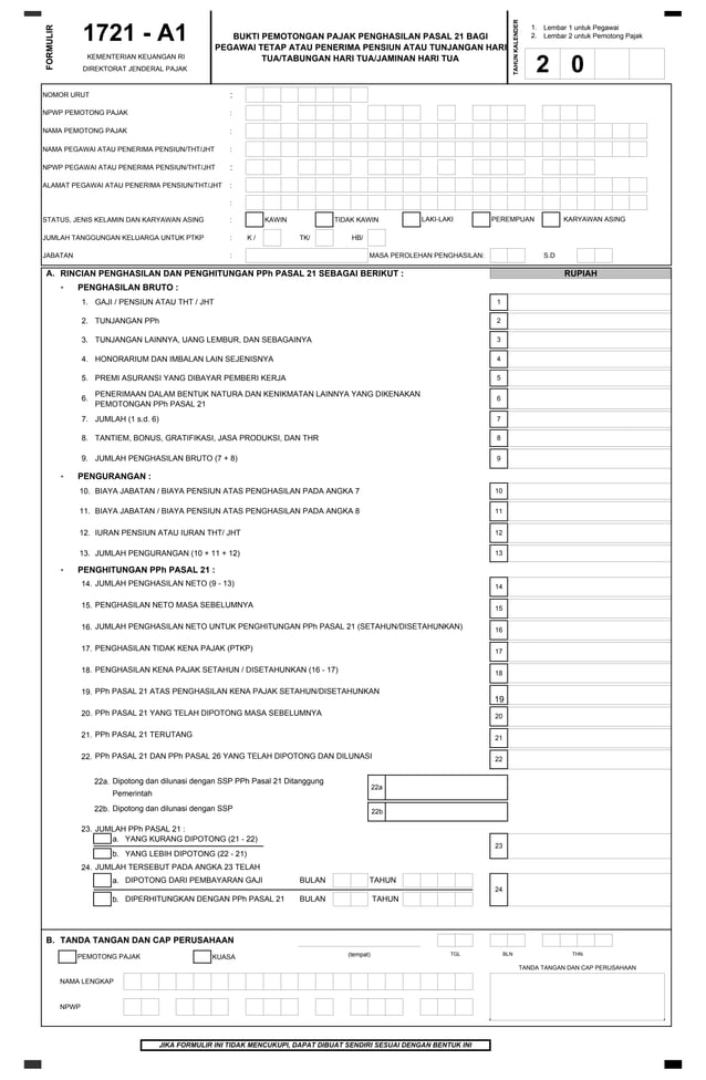 Bukti potong formulir 1721 a1 a2-0 | PDF