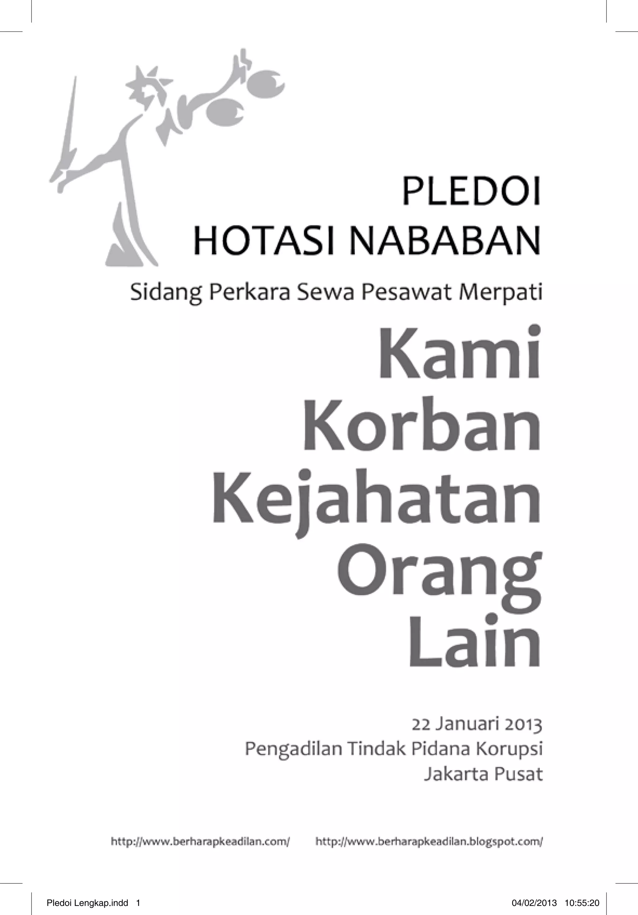 Buku pledoi kami korban kejahatan orang lain oleh hotasi nababan | PDF